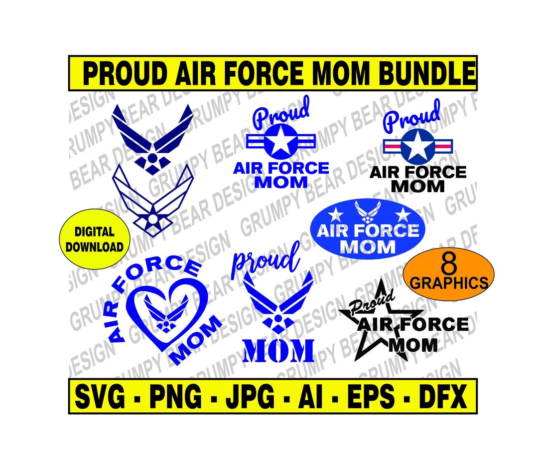 Proud Air Force Mom X8 Graphics 2, Air Force, Military, Veteran, AF Mom ...