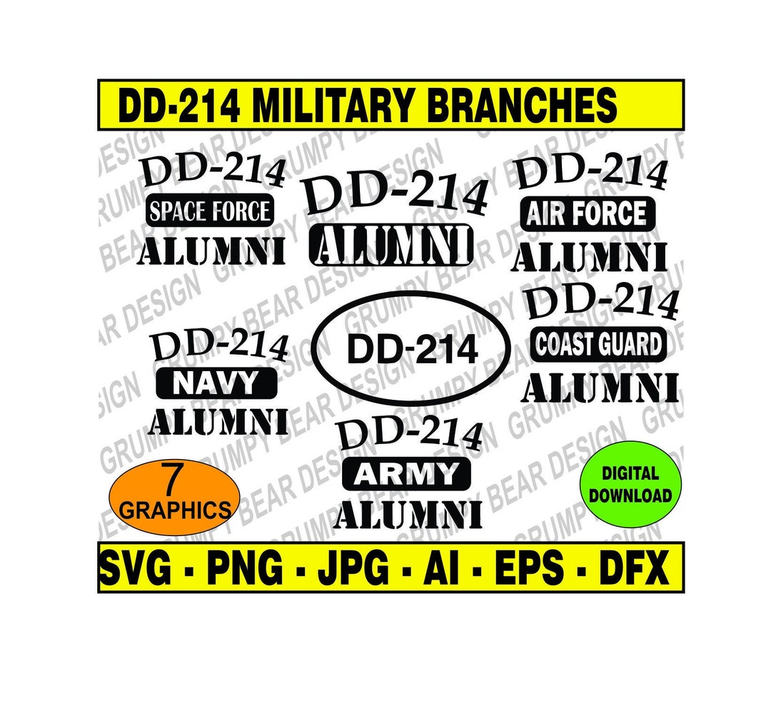 DD-214 Alumni X7 Graphics, Air Force, Army, Navy, Coast Guard, Space ...