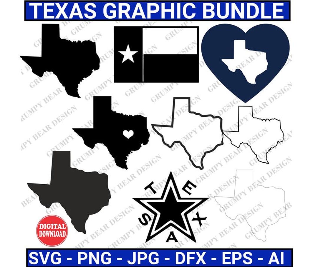 Texas State Graphics Bundle, Texas Svg, 9x Graphics, Texas State ...