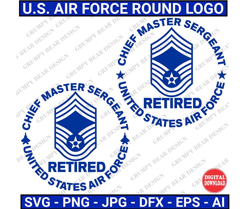 U.S. Air Force Retired, Air Force Retired Svg, Blue Black White, Msgt ...