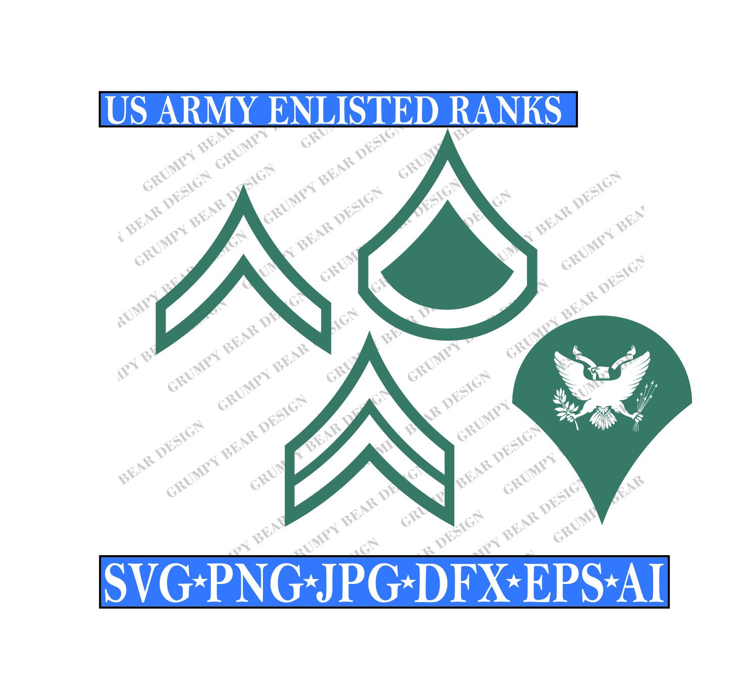 US Army Enlisted Ranks X12 Graphics Svg Png Jpg Ai Eps Dfx - Etsy Australia