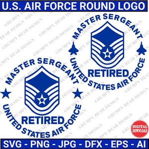 U.S. Air Force Retired, Air Force Retired Svg, Blue Black White, Msgt ...