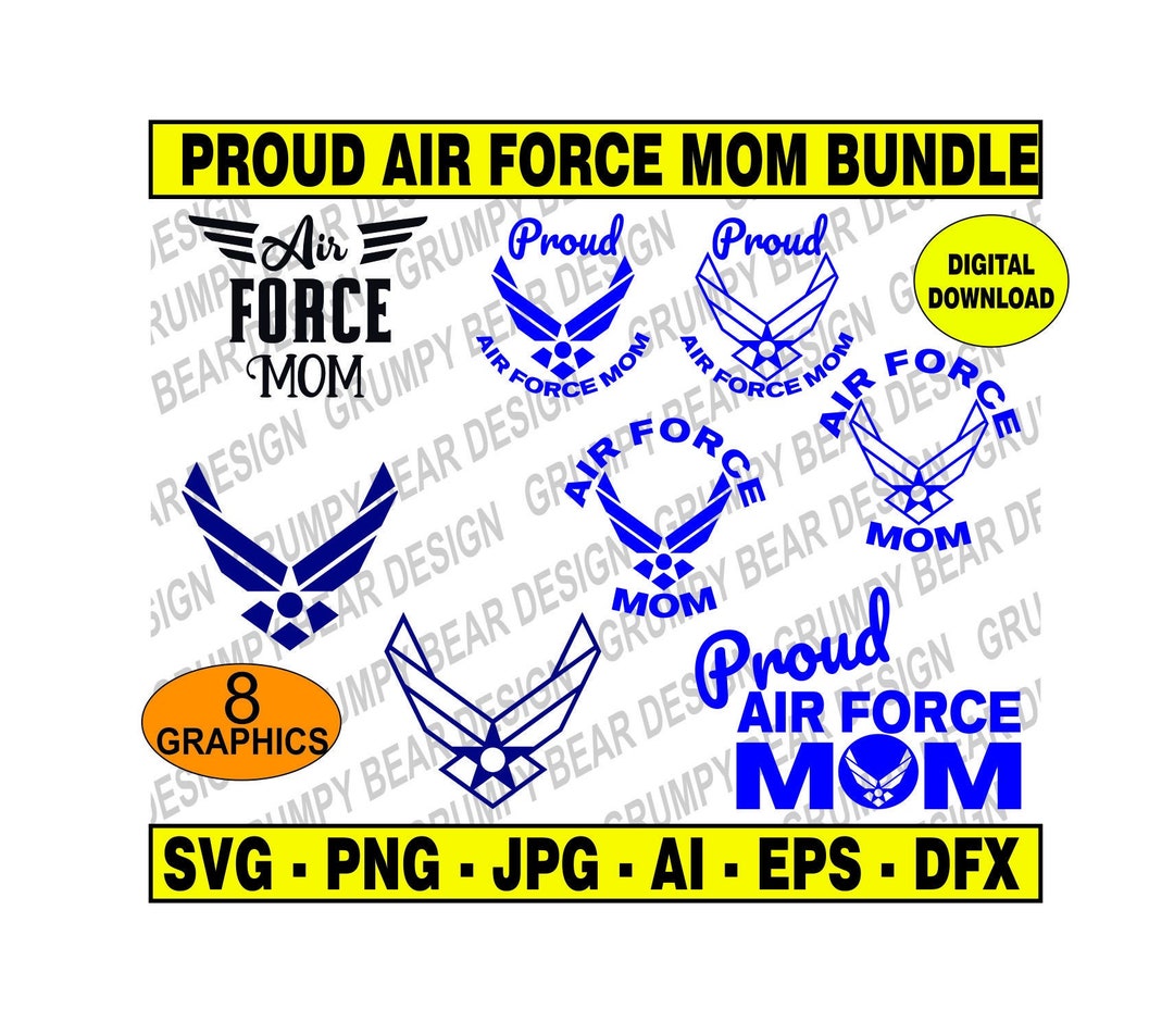 Proud Air Force Mom X8 Graphics, Air Force, Military, Veteran, AF Mom ...