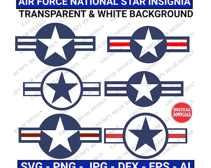 Air Force Decal - Insignia Star and Bars Roundel - U.S. National ...
