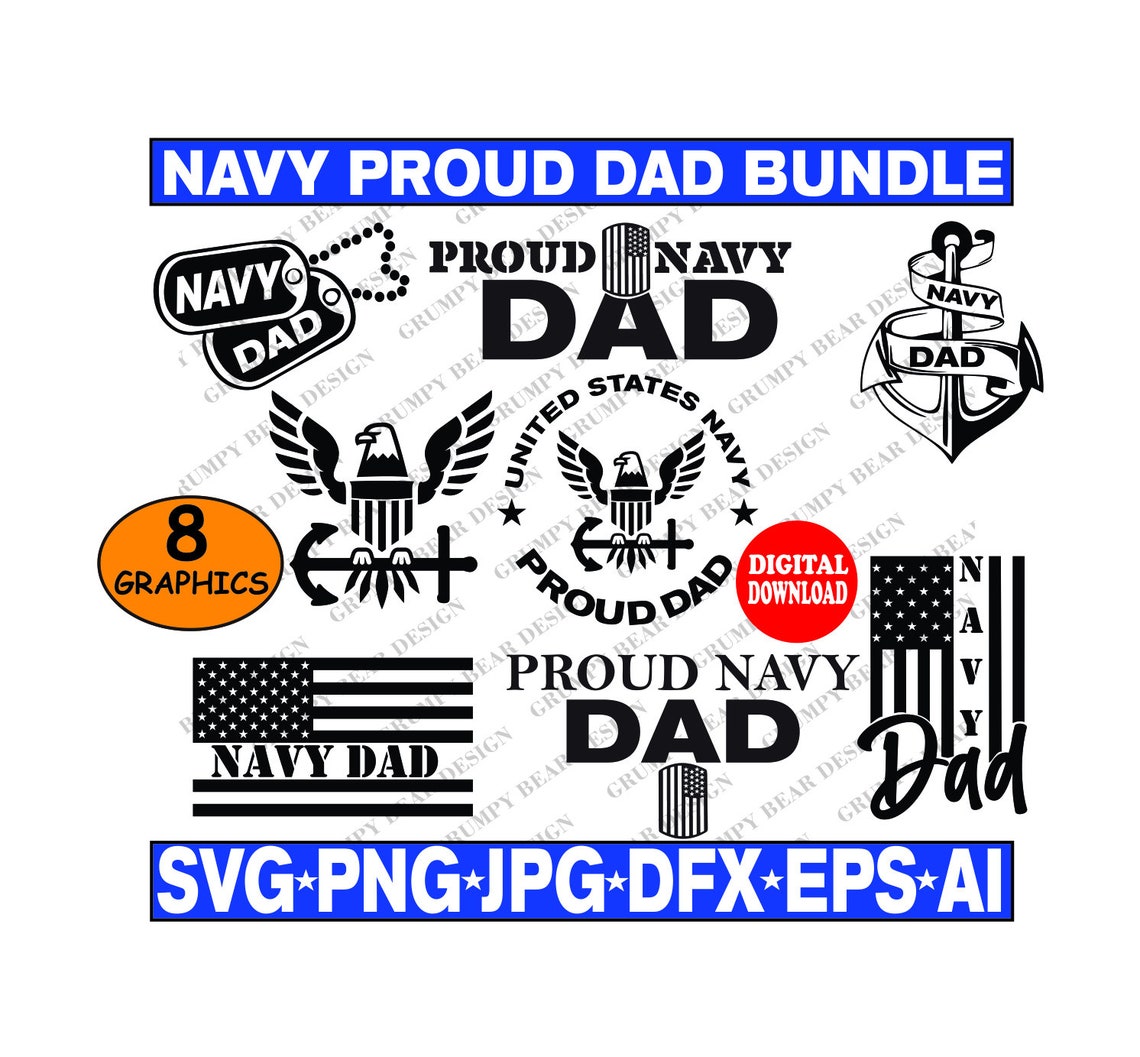US Navy Dad X8 Graphics USN Navy Military Veteran Sailor - Etsy