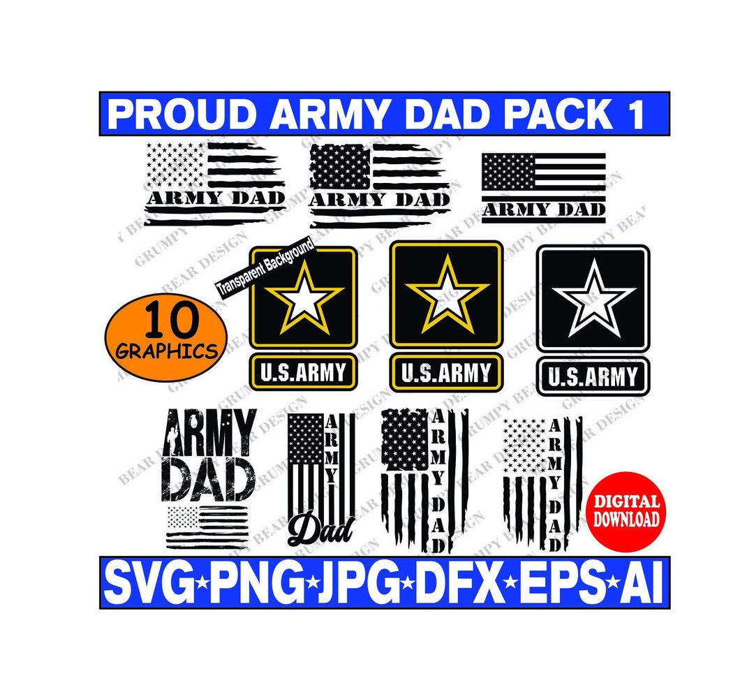 US Proud Army Dad X10 Graphics, Cut File, Sublimation, Veteran ...