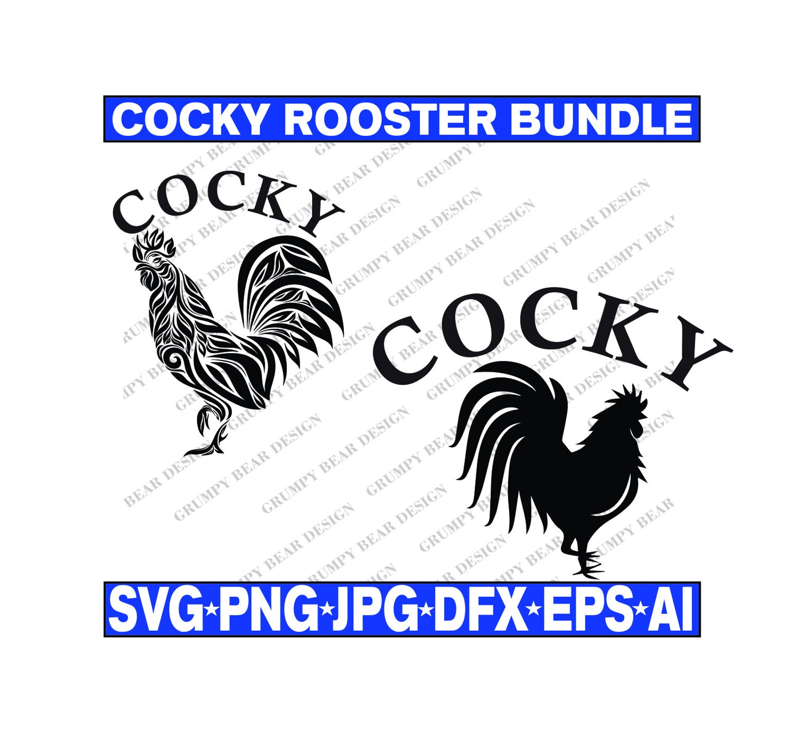 Cocky X9 Graphics With Rooster Svg Png Jpg Eps Ai Dfx - Etsy