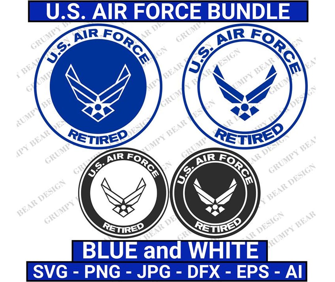 U.S. Air Force Retired, Air Force Retired Logo, Air Force Wings, Blue ...