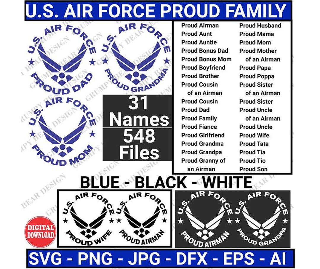 Air Force Proud Family SVG Bundle: Mom, Dad, Airman + Logo (digital ...