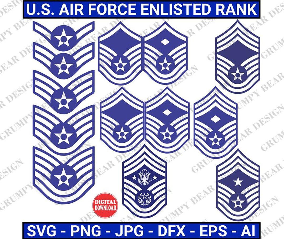 Air Force Enlisted Rank Insignia SVG Bundle (digital Download) - Etsy