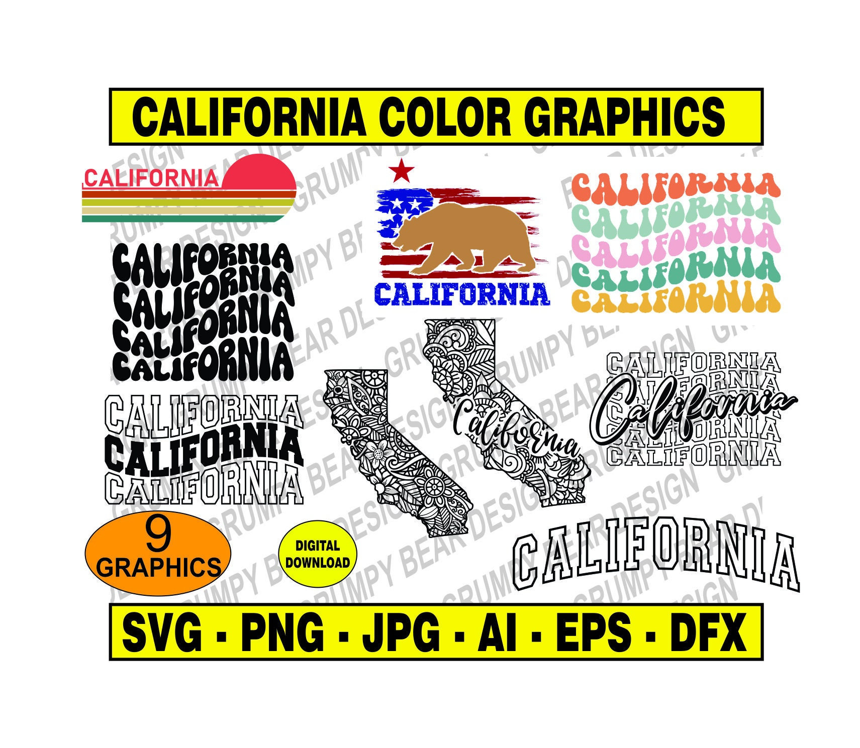 California X 8 Graphics Color and Cut Files Sublimation - Etsy