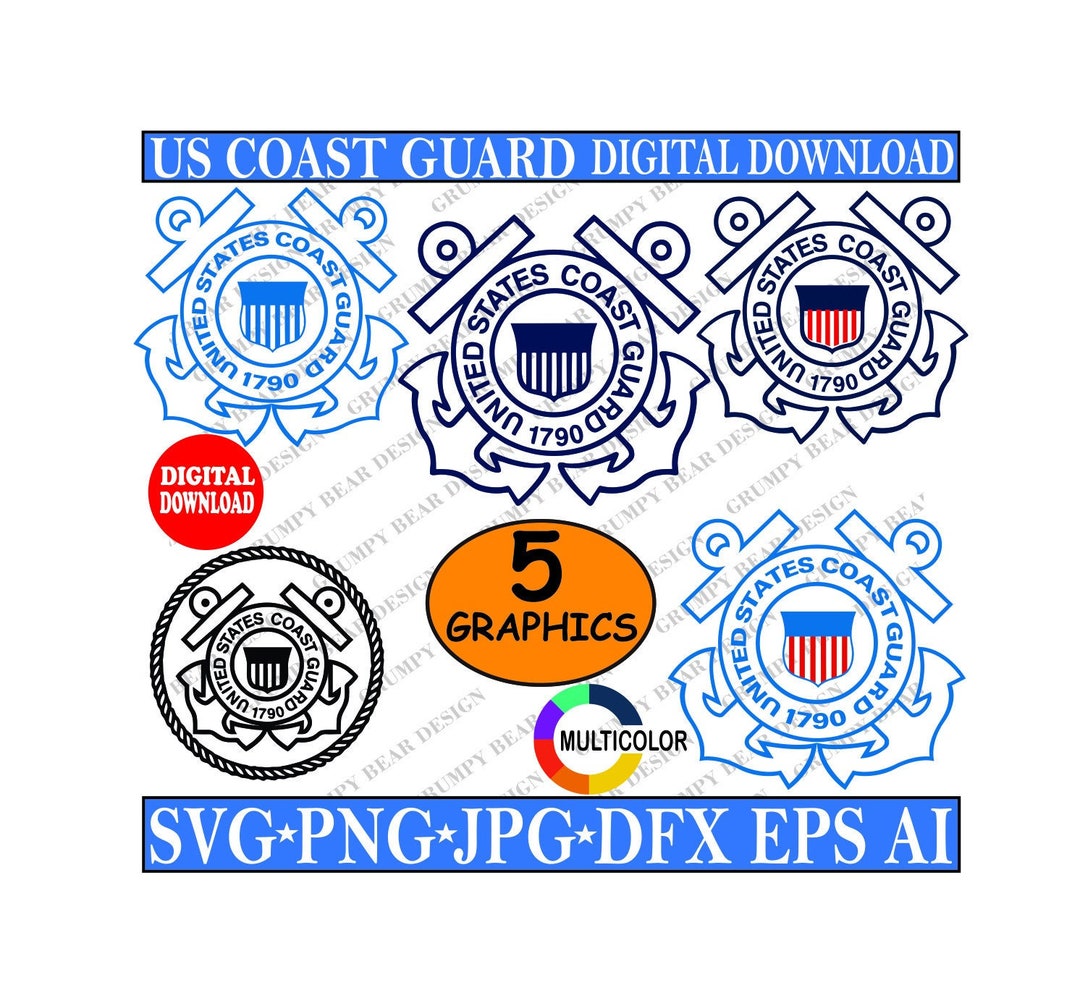 Coast Guard X 5 Graphics Bundle, USCG, US Navy, Veteran, Military ...