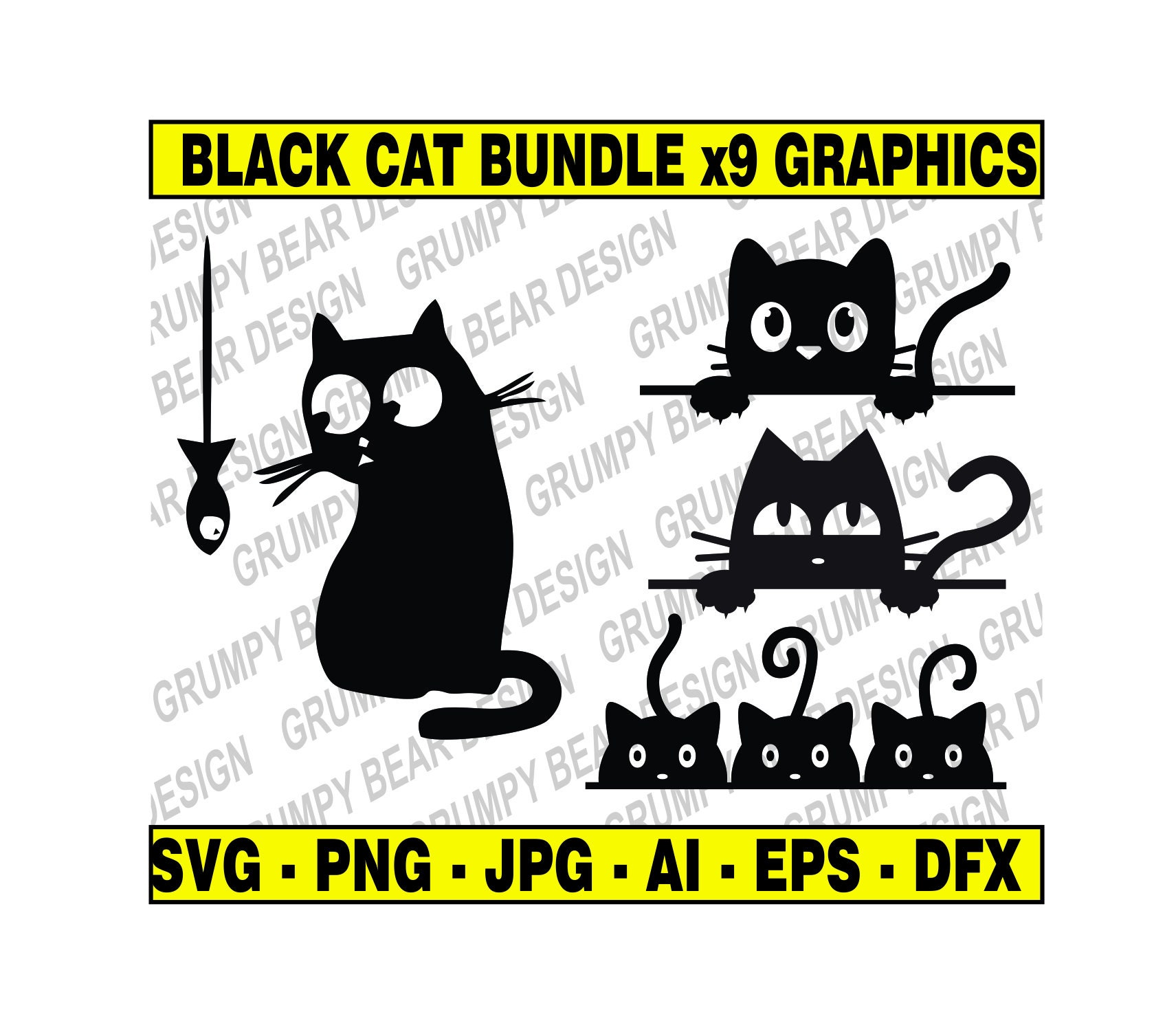 Black Cat X9 Graphics Ew People What Svg Png Jpg Ai Eps - Etsy