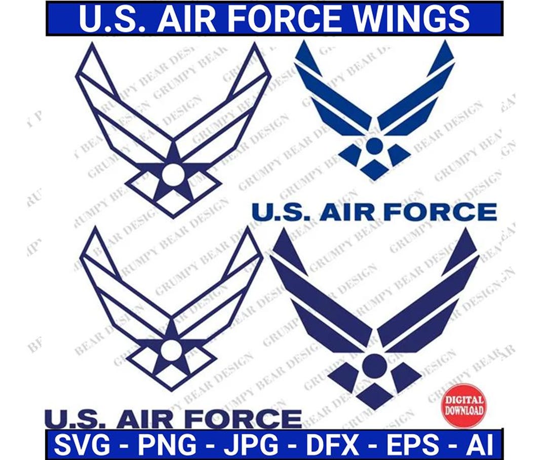 US Air Force Wings Logo: Solid & Outline (digital Download) - Etsy
