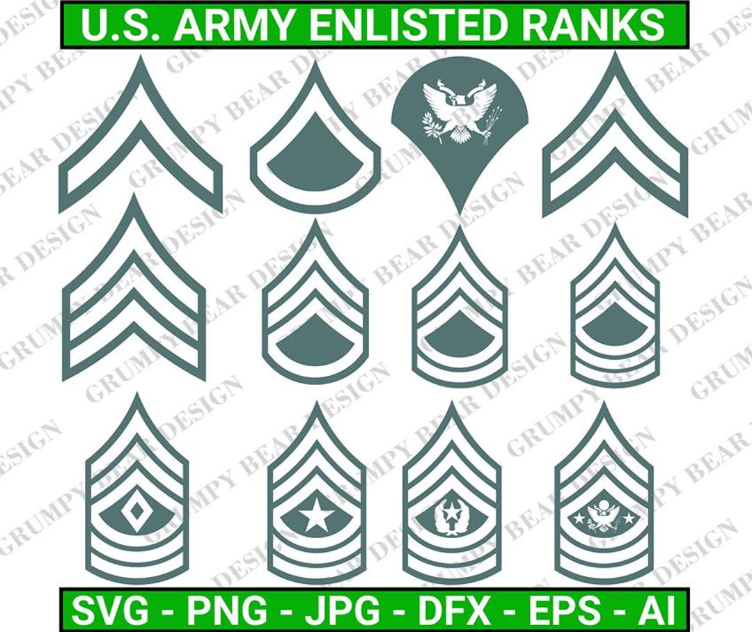 U.S. Army Enlisted Rank Graphics, Army Svg, Army Png, Army Enlisted ...