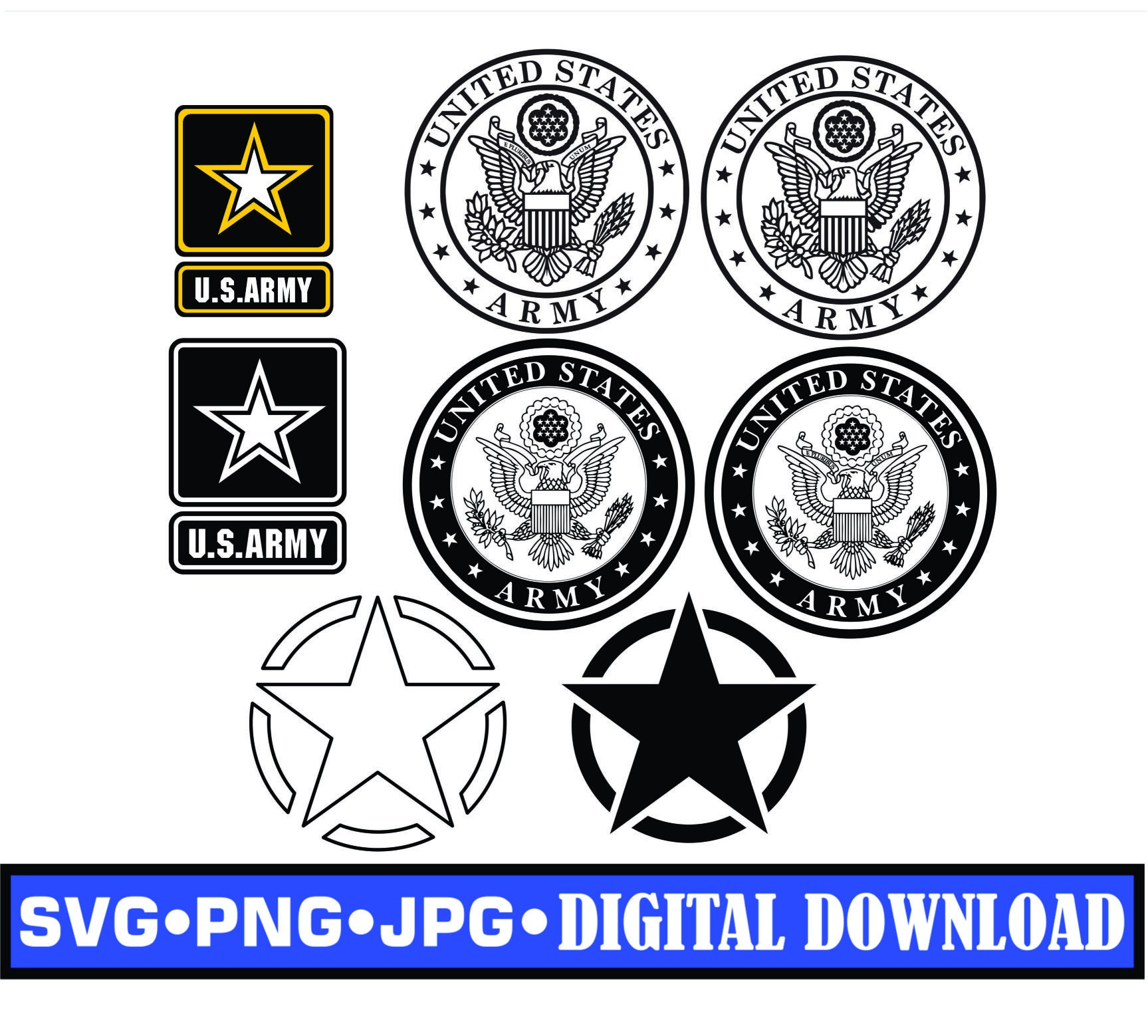 US Army Logo and Crest X 8 Graphics Sharpest Stars Letters - Etsy