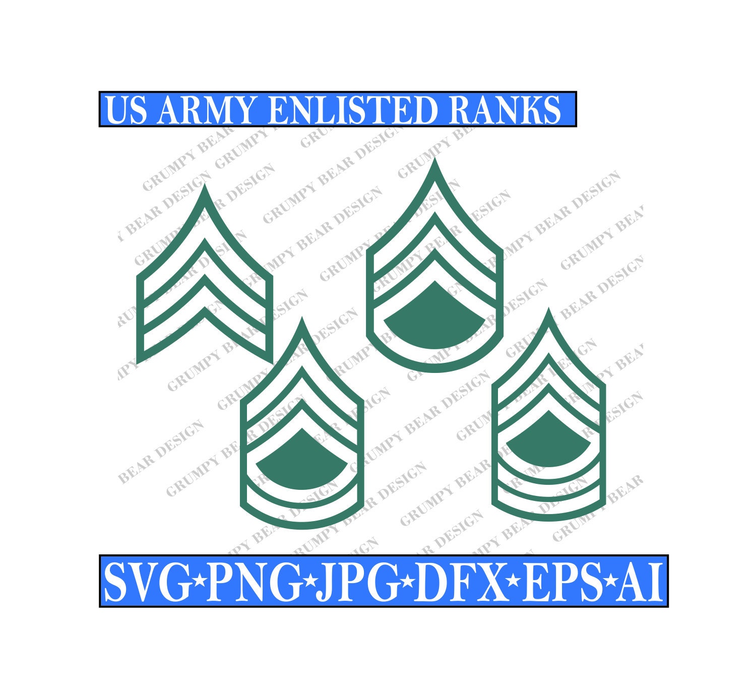 US Army Enlisted Ranks X12 Graphics Svg Png Jpg Ai Eps Dfx - Etsy Australia