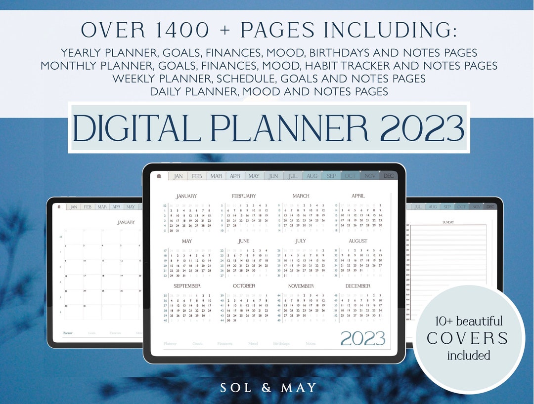 Minimalistic Planner 2023 - Ocean Blues Theme - Dated Horizontal ...