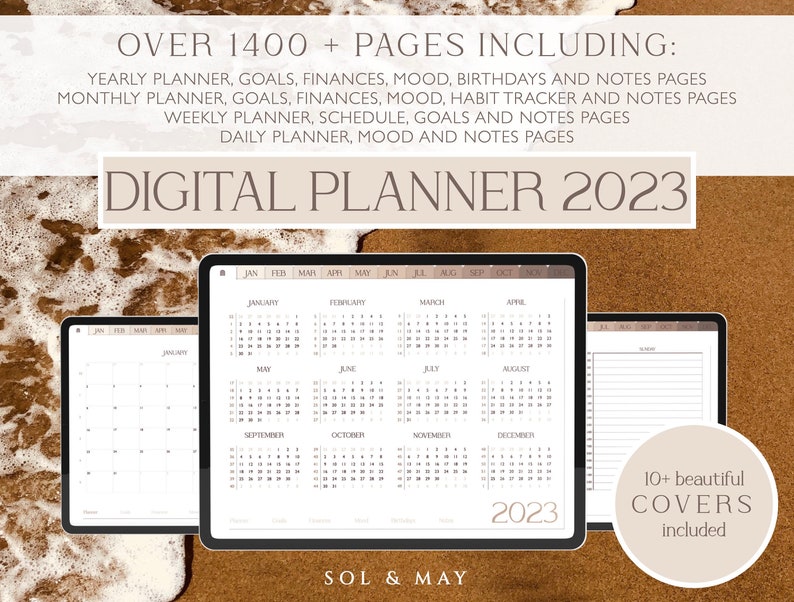 Minimalistic Planner 2023 - Sandstorm Theme - Dated Horizontal Digital ...