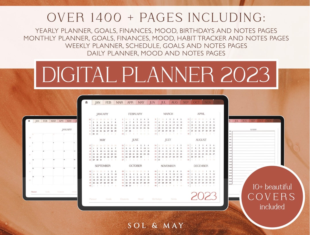 Minimalistic Planner 2023 Cherry Blossoms Theme Dated Horizontal ...