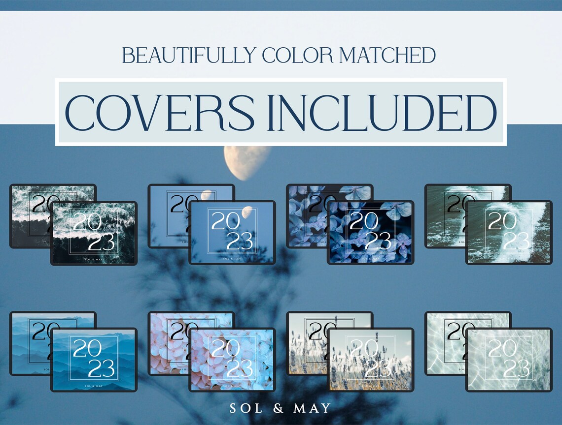 Minimalistic Planner 2023 - Ocean Blues Theme - Dated Horizontal ...