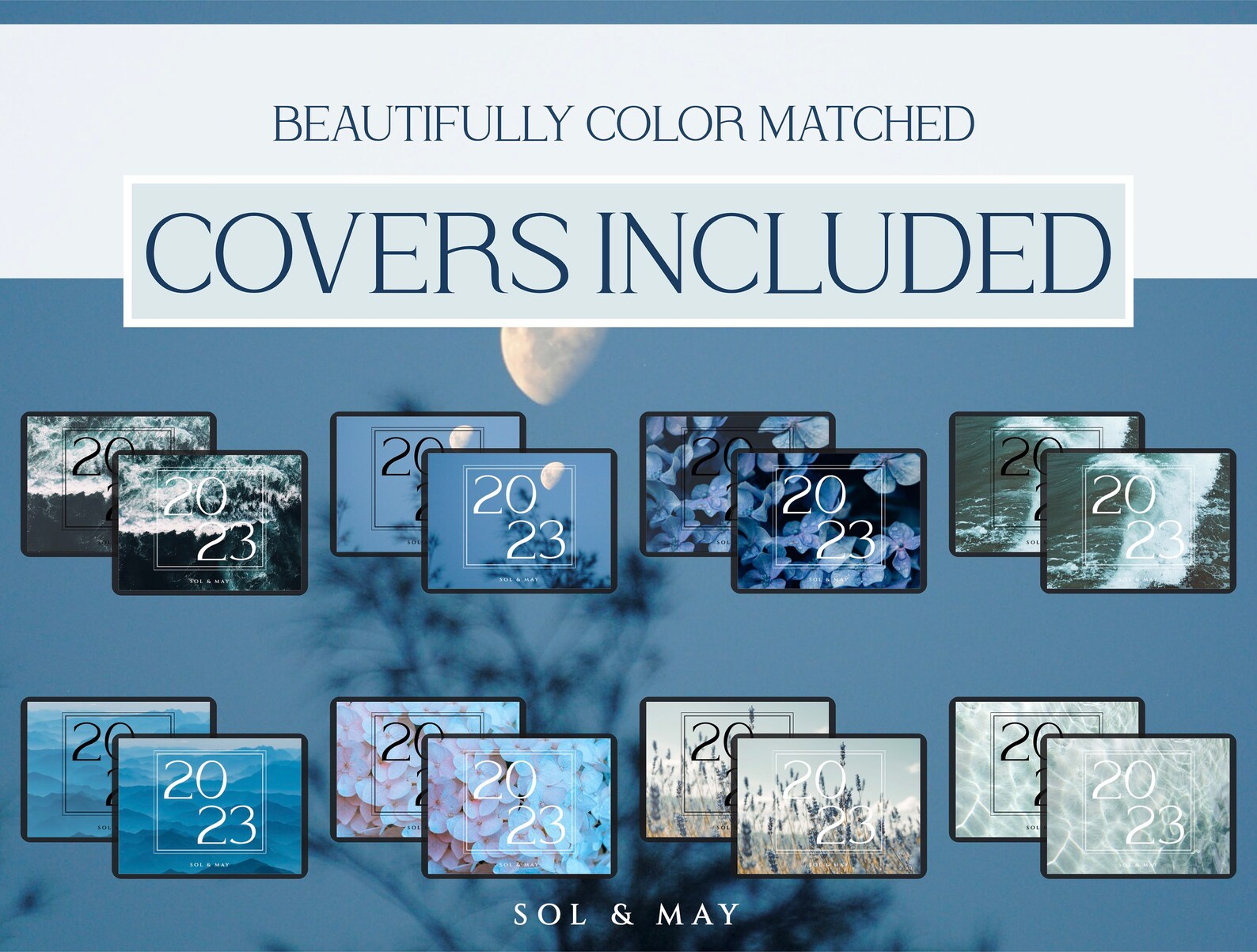 Minimalistic Planner 2023 - Ocean Blues Theme - Dated Horizontal ...