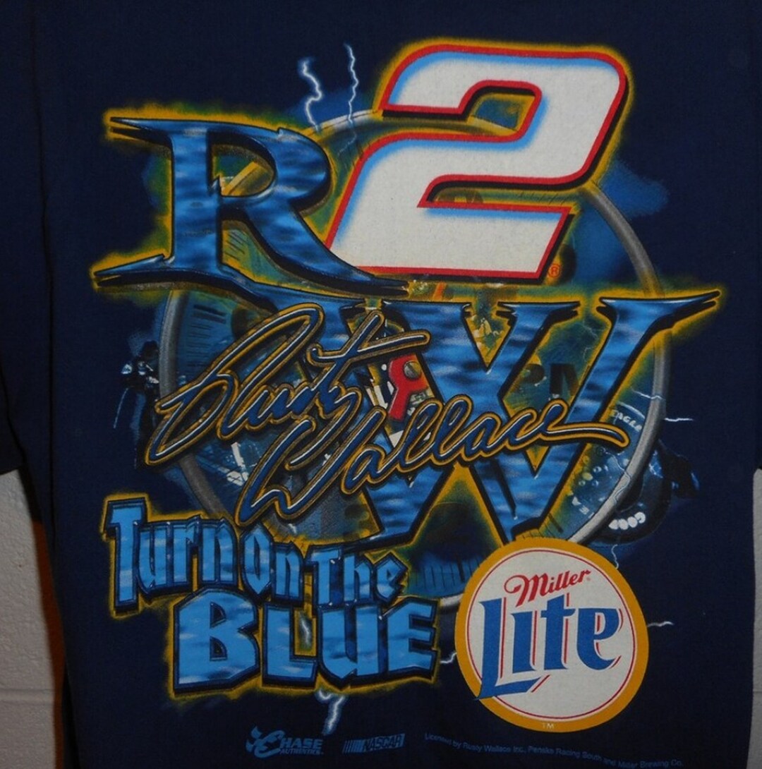 Vintage 90s Nascar Rusty Wallace Blue Thunder Miller Lite T-shirt ...