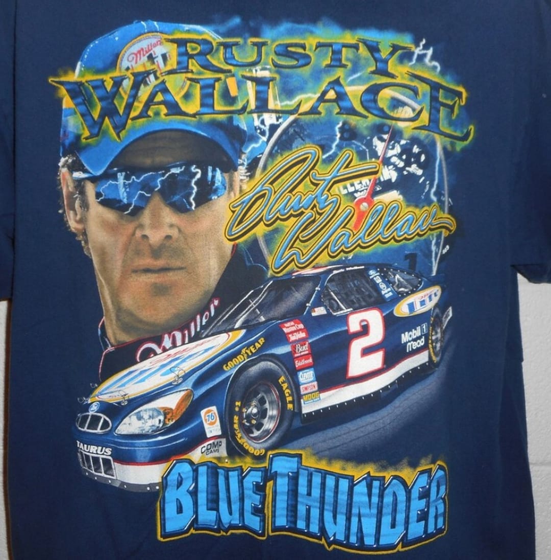 Vintage 90s Nascar Rusty Wallace Blue Thunder Miller Lite T-shirt ...