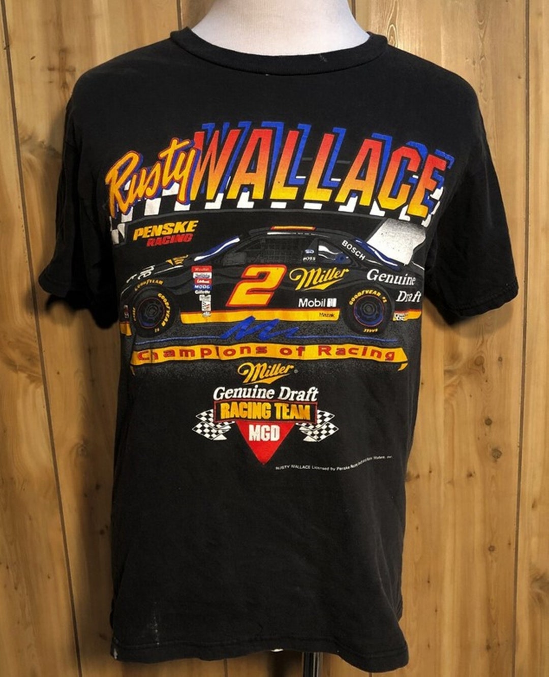 Vintage 90s Nascar Rusty Wallace Miller Genuine Draft Racing T-shirt ...