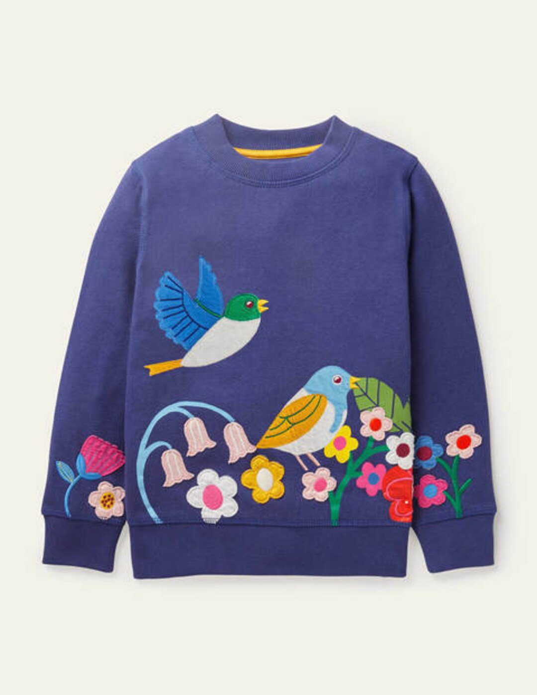 Mini Boden Girl's Cosy Applique Sweatshirt in Starboard Blue Garden ...