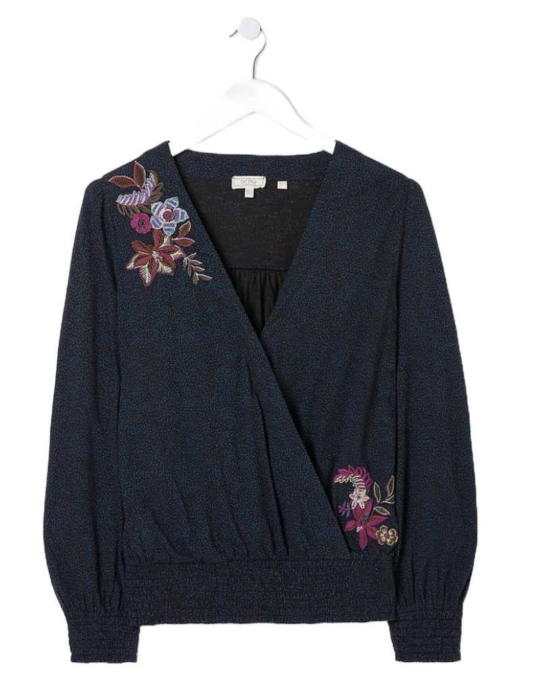 Fat Face Women's Remi Embroidered Dotted Floral Top in Black (IMPERFECT ...