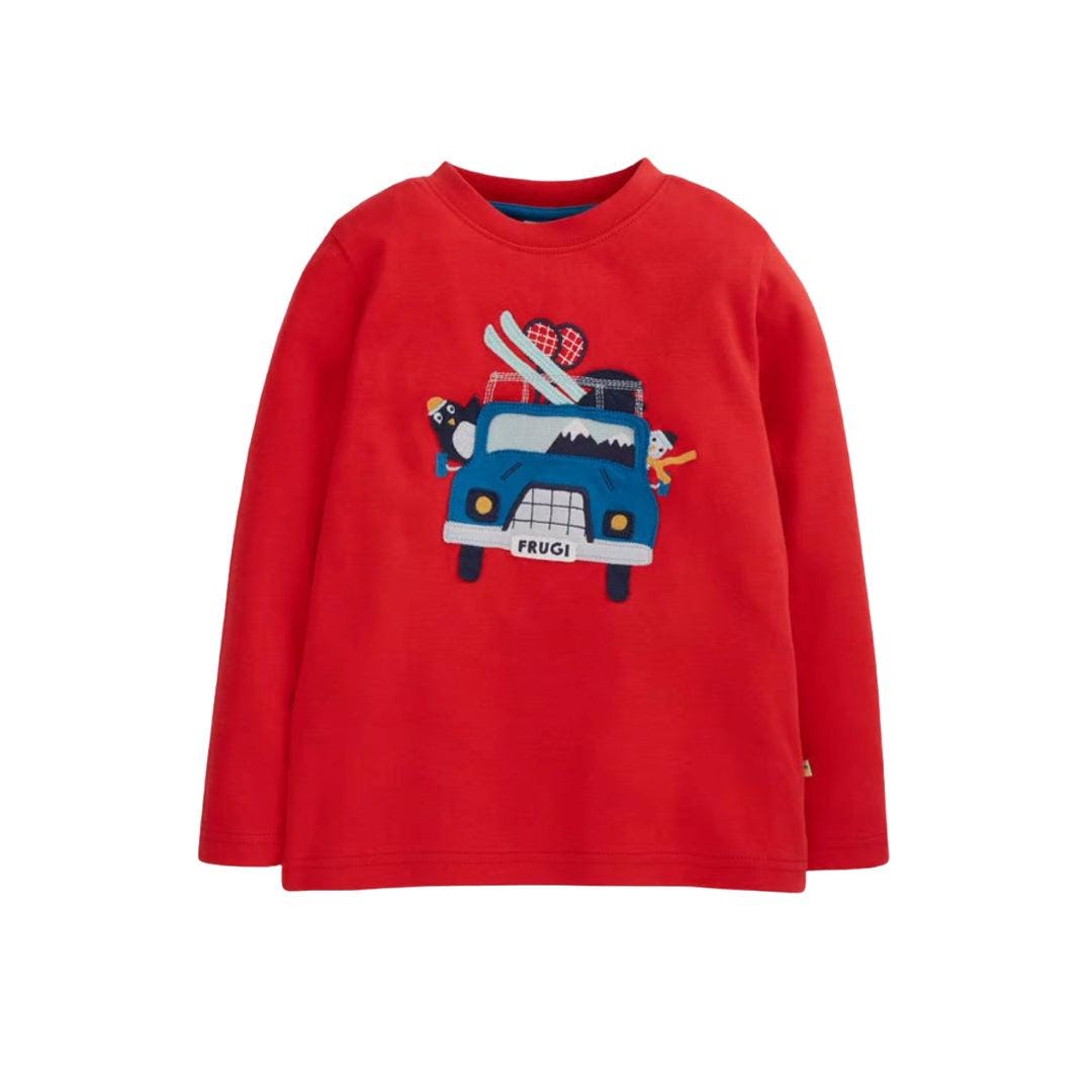 Frugi Boy's Adventure Applique Top in Red - Etsy