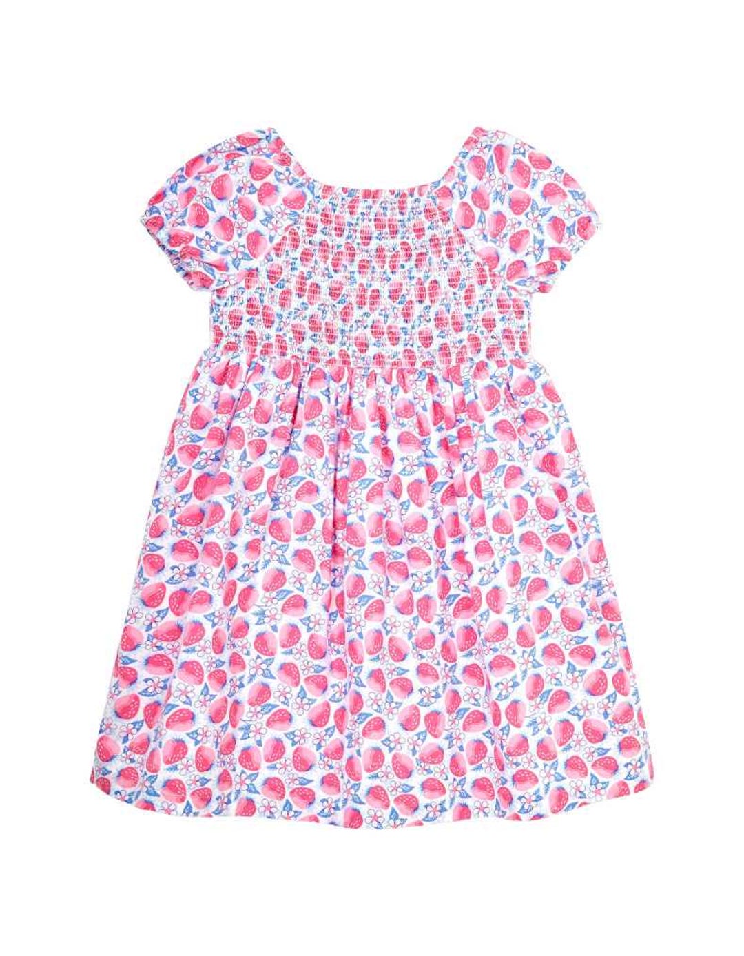 Jojo Maman Bebe Strawberry Bloom Puff Sleeve Smocked Dress in Pink - Etsy