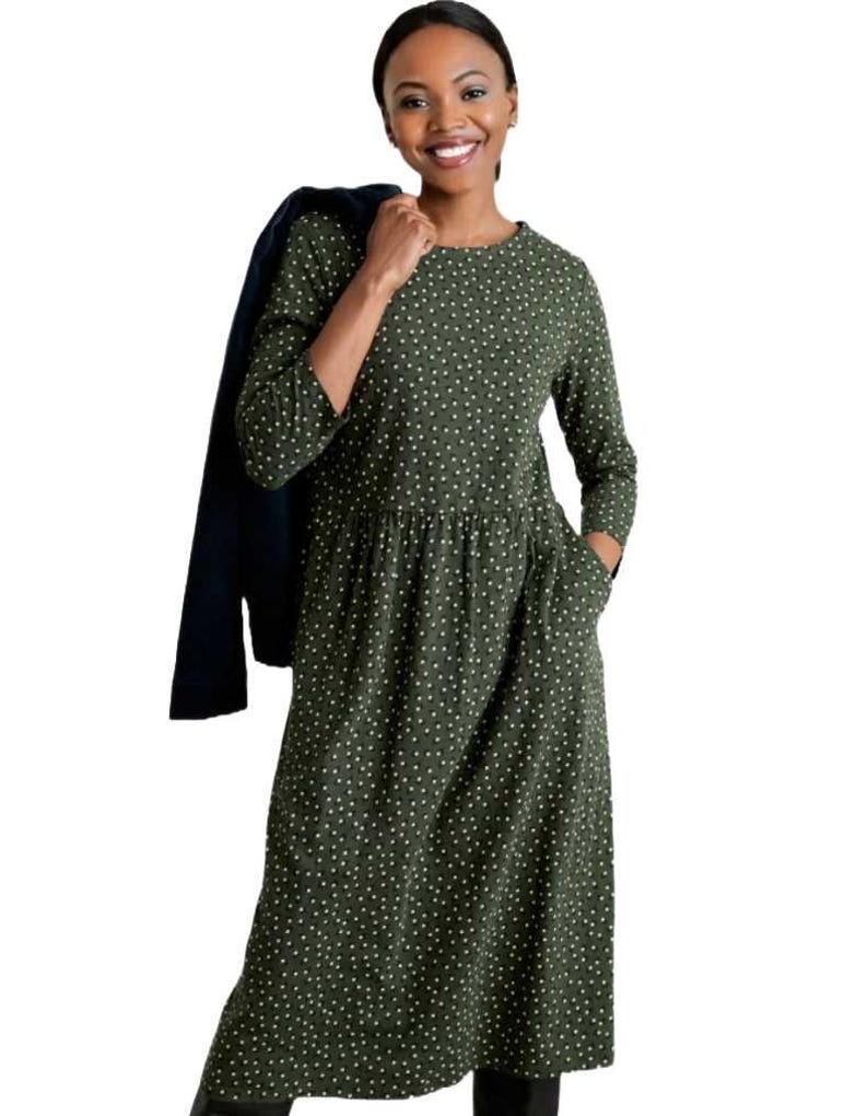 Seasalt Women's Sea Strew 3/4 Sleeve Dress in Green Tulip Stitch Beech ...