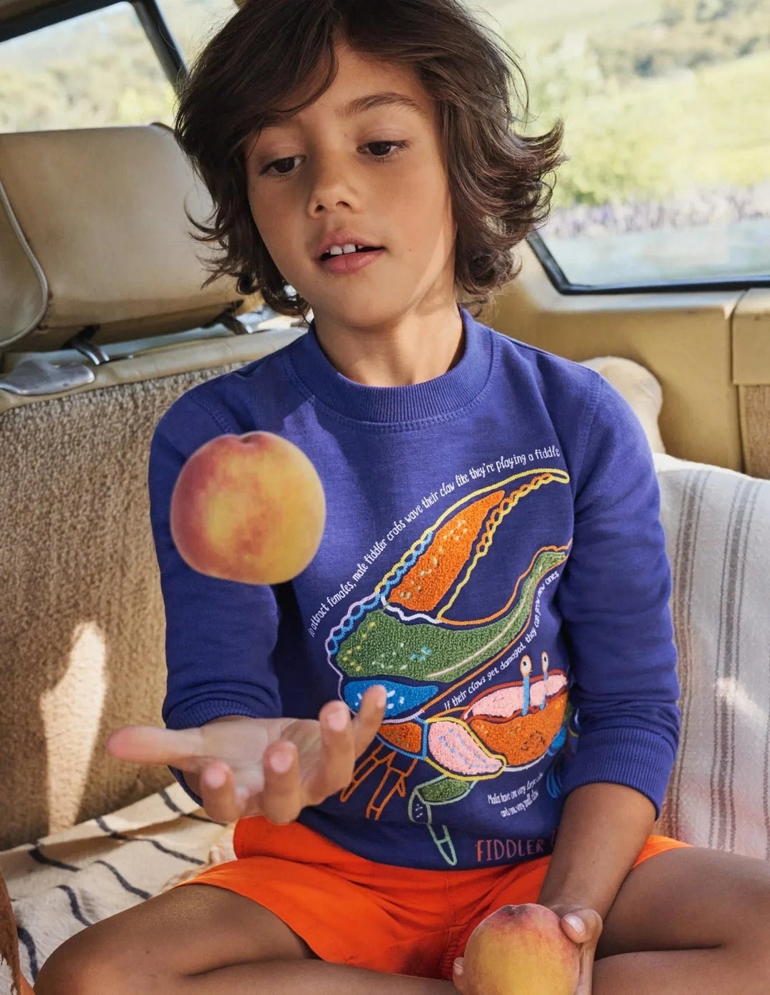 Mini Boden Boy's Long Sleeve Boucle Applique Crab Sweatshirt in ...