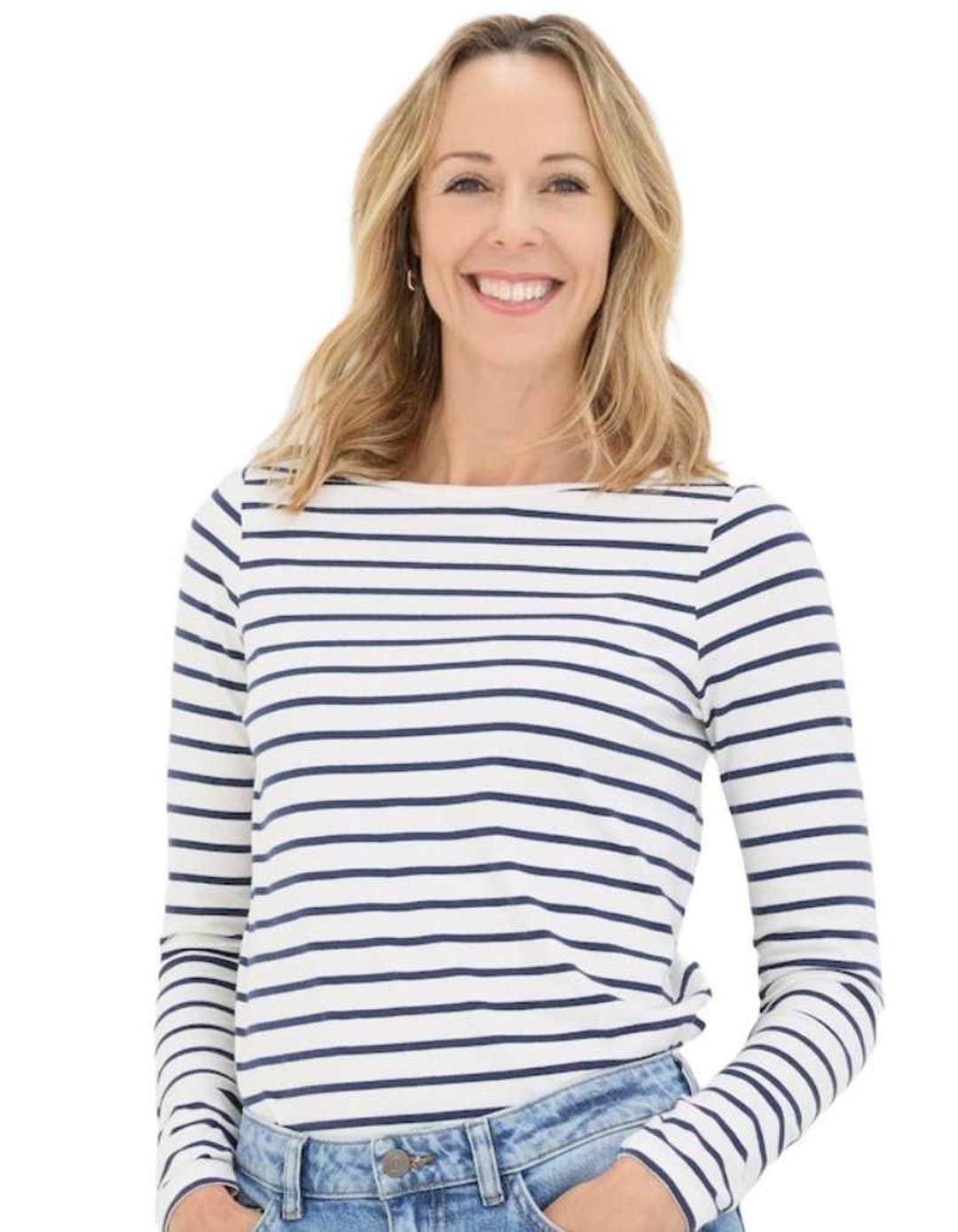 Women's Long Sleeve Cotton Breton T-shirt in White - Etsy