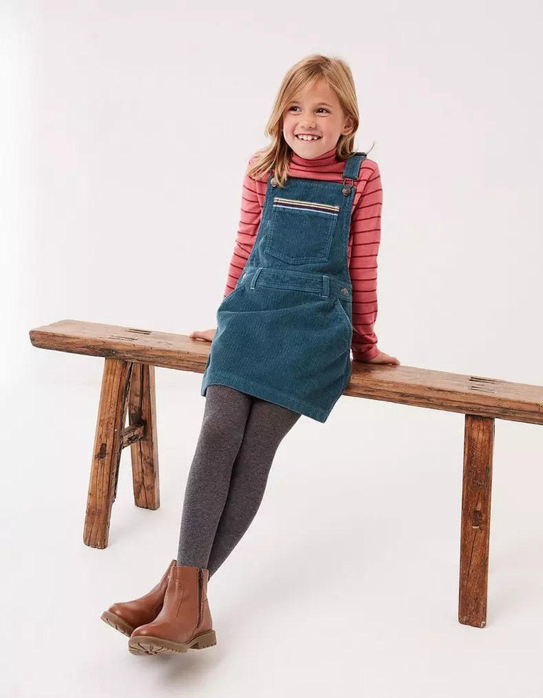 Fat Face Girl's Adjustable Buckle Cord Pinny Dress in Teal Green - Etsy