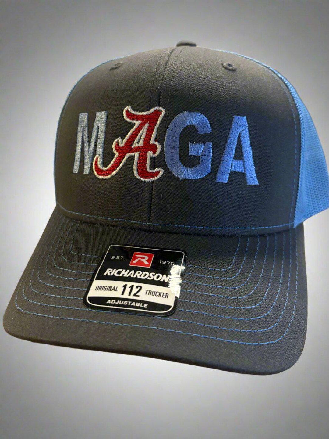 MAGA BAMA Cap Richardson 112 Charcoal/ Columbia Blue Roll Tide Limited ...