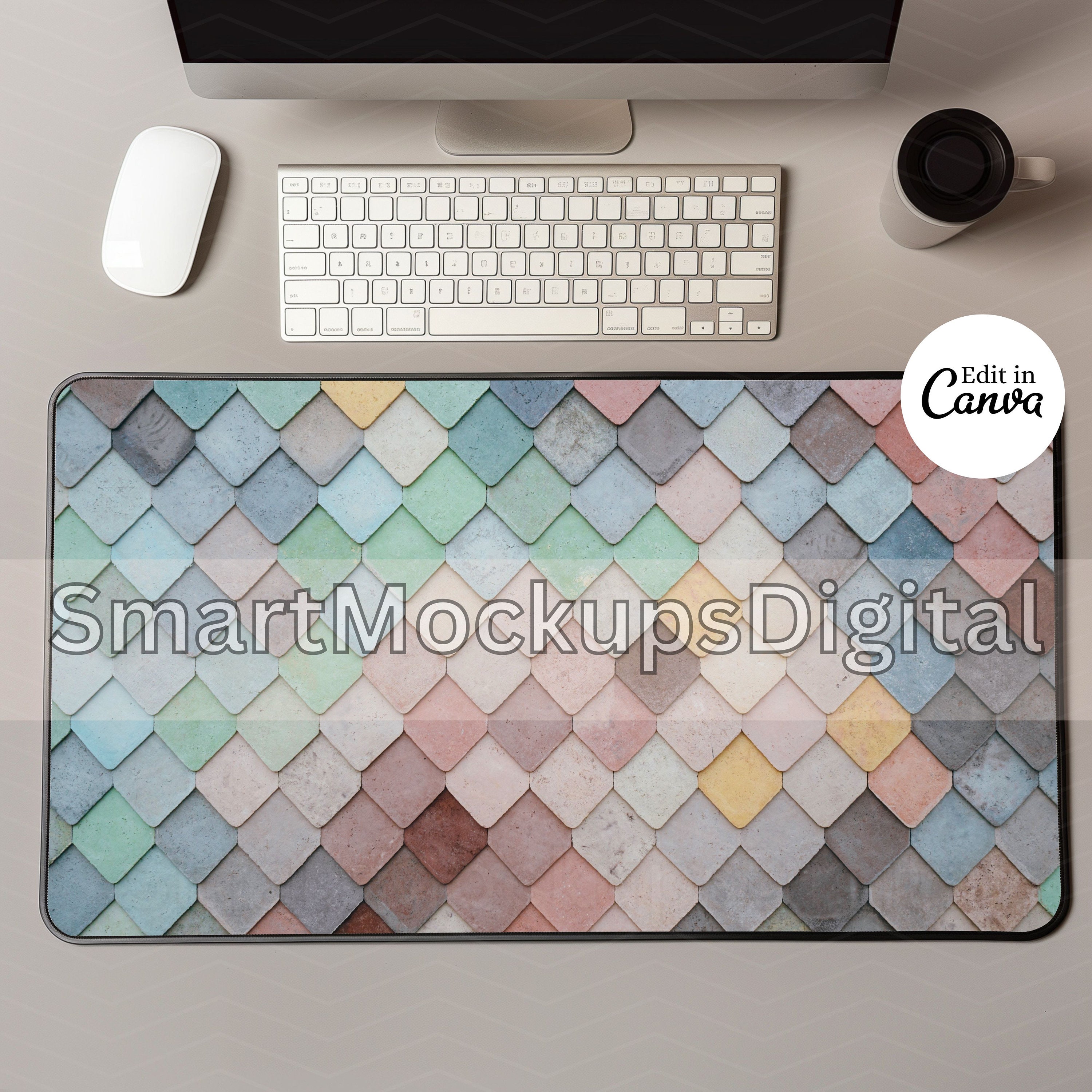 Desk Mat Mockup Blank Desk Mat Mockup Rectangular Mousepad Mockup Drag and Drop Edit With Canva ...