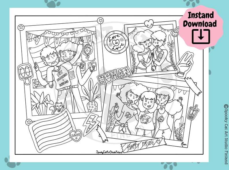 Lovely LGBTQ Themed Printable Coloring Page Happy Pride Coloring ...