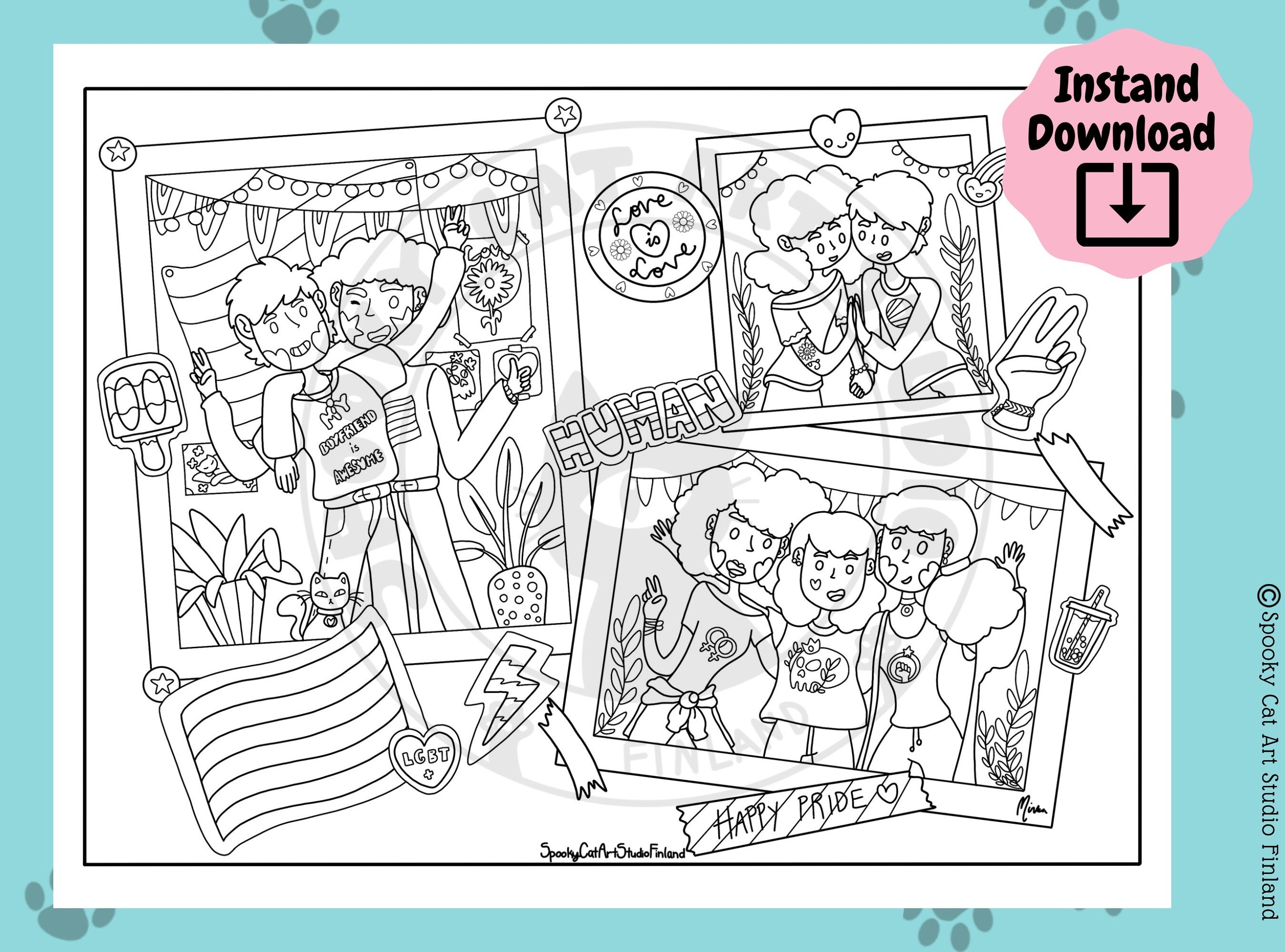 Lovely LGBTQ Themed Printable Coloring Page Happy Pride Coloring ...