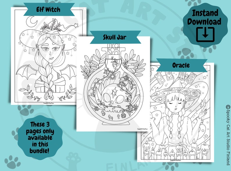 A Limited Edition Cozy Witchy Printable Adult Coloring Book in - Etsy