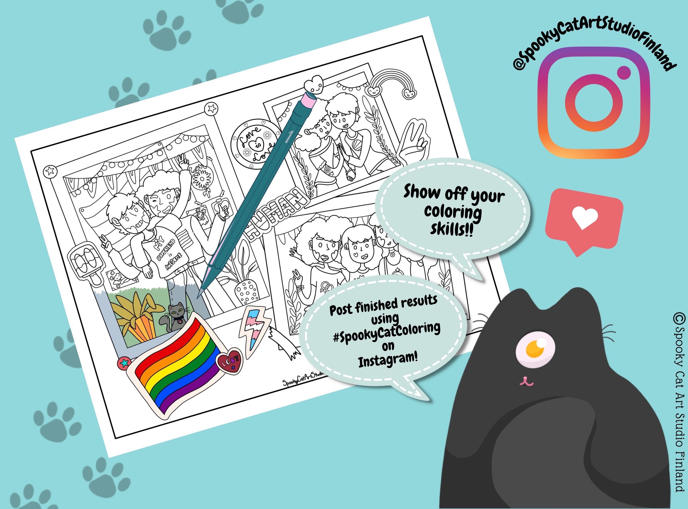 Lovely LGBTQ Themed Printable Coloring Page Happy Pride Coloring ...