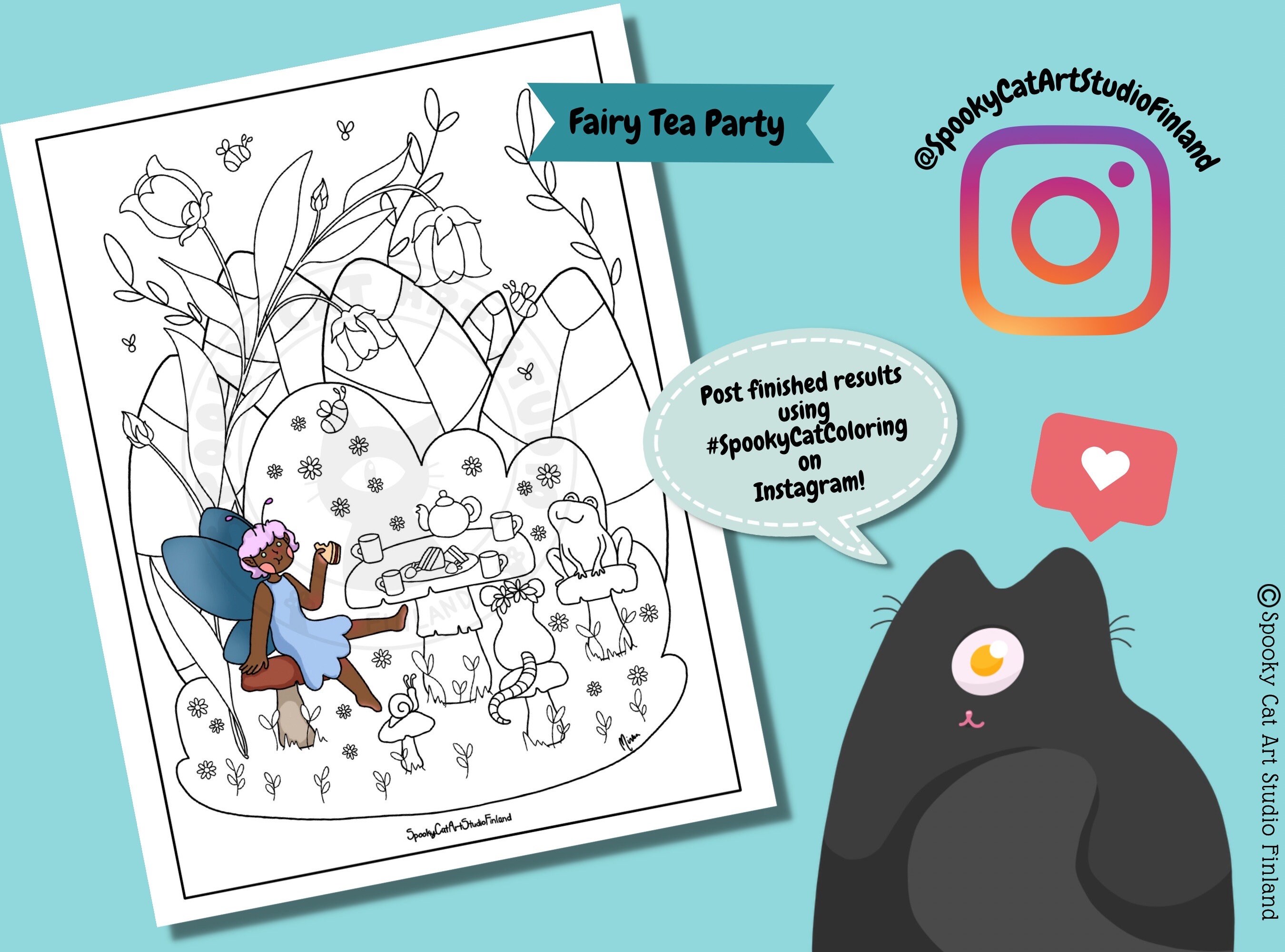 6 Page Whimsical Printable Coloring Illustration Bundle of Summer Fun ...