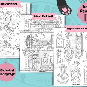 A Limited Edition Cozy Witchy Printable Adult Coloring Book in PDF ...