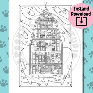 Cozy Space Coloring Page, Rocket Coloring Sheet, Printable Coloring ...