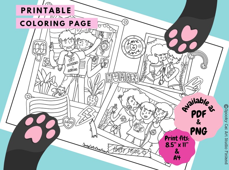 Lovely LGBTQ Themed Printable Coloring Page Happy Pride Coloring ...