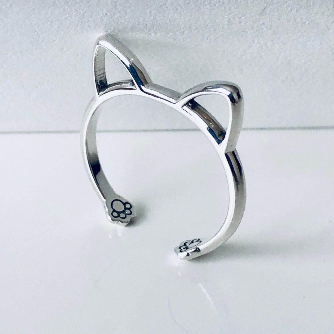 925 Sterling Silver Cat Ring,adjustable Silver Cat Ring for Women ...