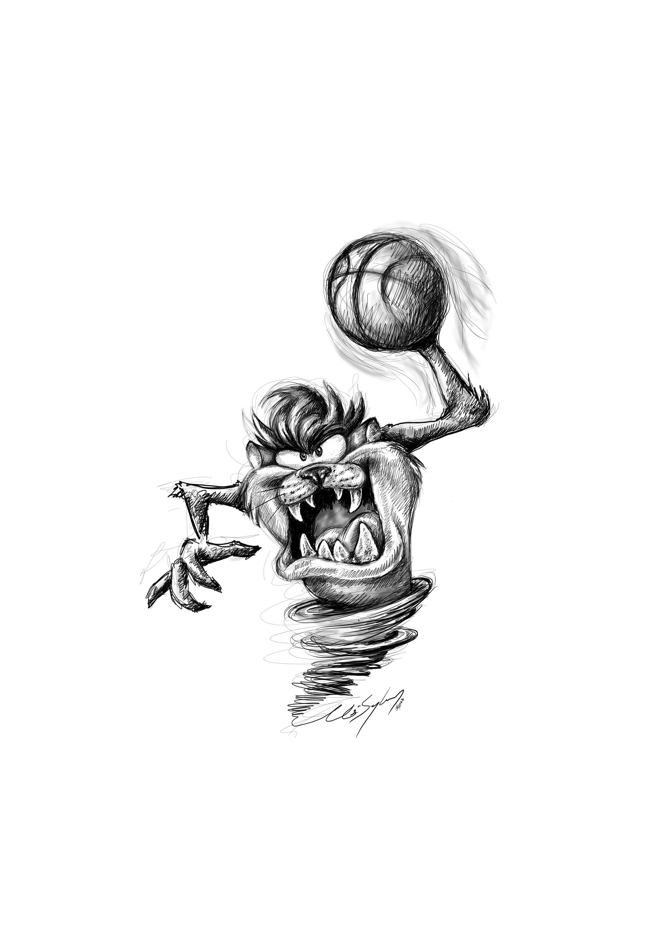 Tasmanian Devil Basketball Tattoo