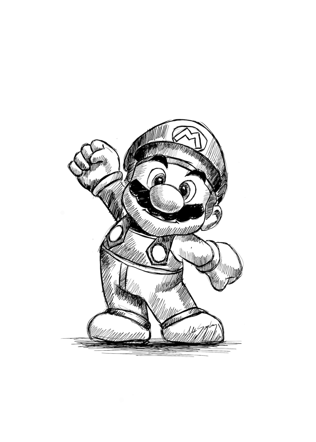 Super Mario Game Drawing Download, Digital Paint, Design Art, Print ...
